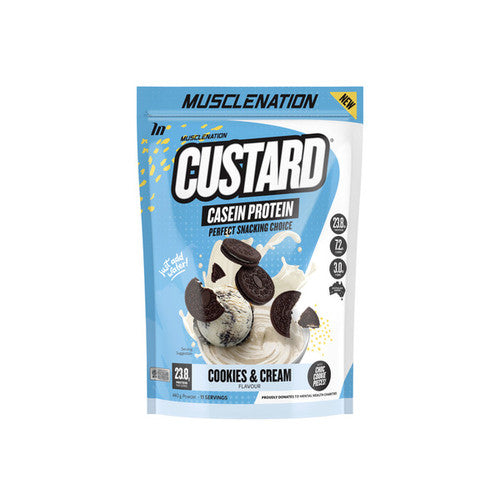 Muscle Nation Custard Casein Protein Powder Cookies & Cream 440g ...