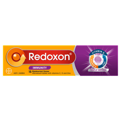 Redoxon Immunity Vitamin Blackcurrant Flavoured Effervescent 15 tablet ...