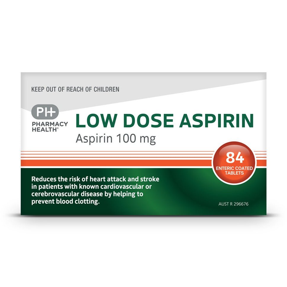 Pharmacy Health LOW DOSE ASPIRIN 100MG 84 TABLETS – OzChemist Australia