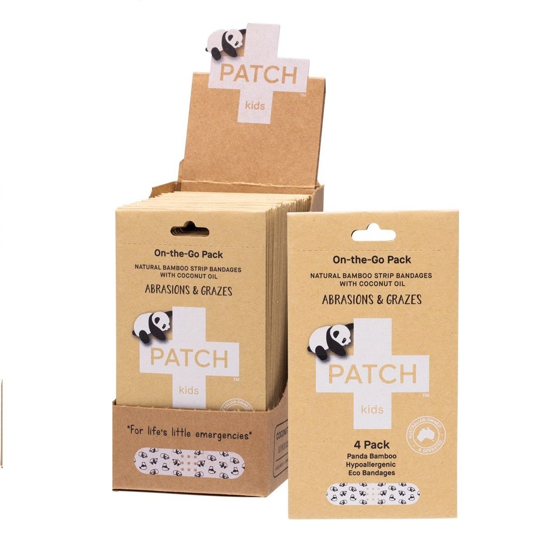 PATCH Adhesive Large Bamboo Bandages Coconut - Abrasions & Grazes 5x10 ...